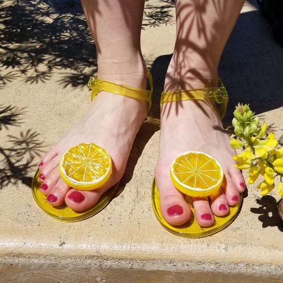 No Brand | Shoes | Summer Lemon Yellow Jelly Ankle Strap Sandals | Poshmark